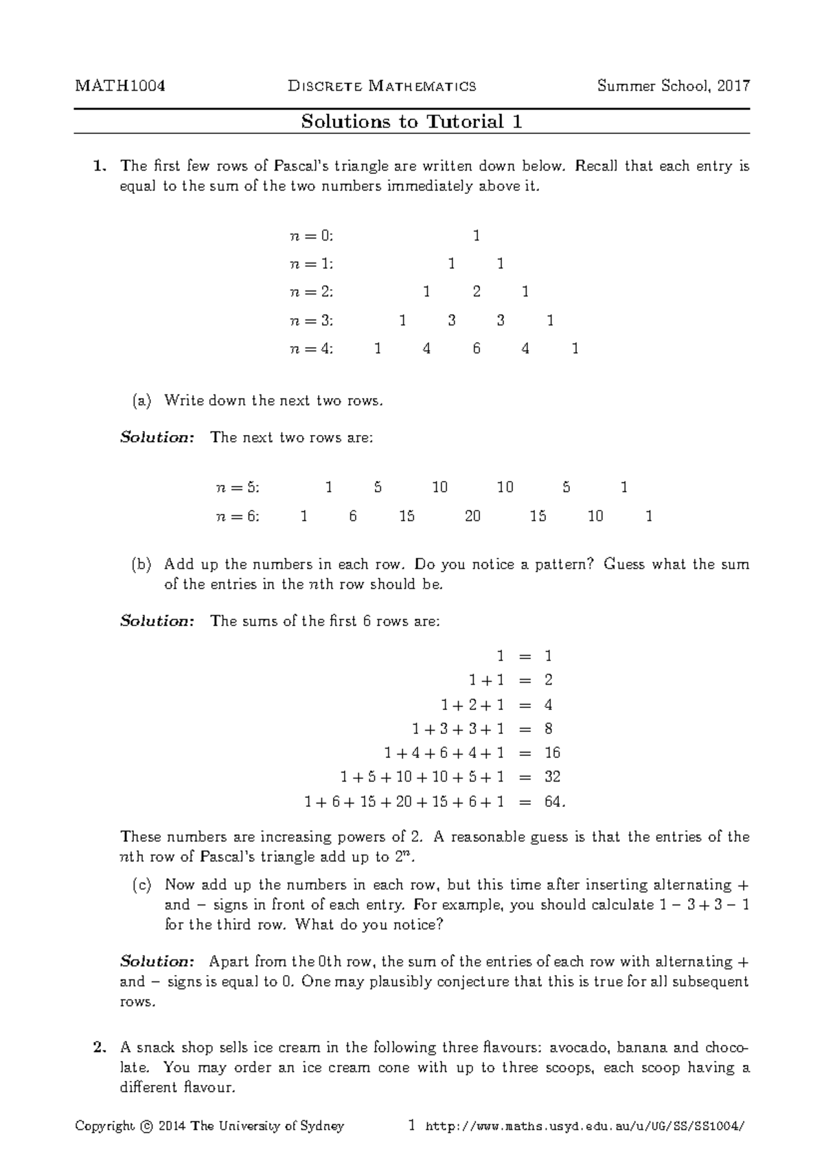Tut01s - Lecture notes 3 - MATH1004 Discrete Mathematics Summer School ...