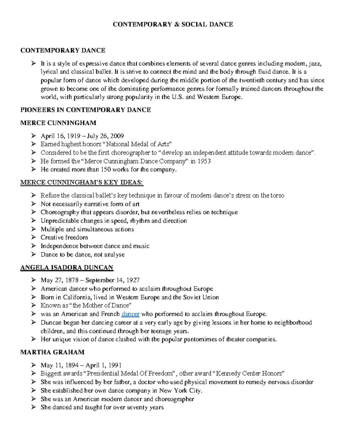 Contemporary Dance - CONTEMPORARY & SOCIAL DANCE CONTEMPORARY DANCE It ...