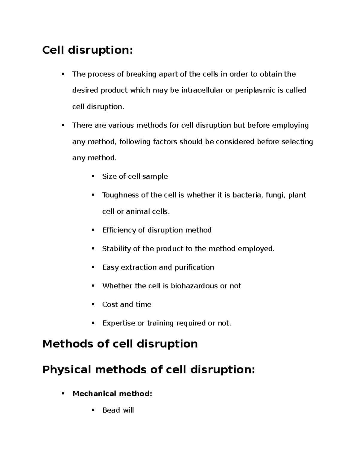 Biology Science 138 - Cell disruption: The process of breaking apart of ...