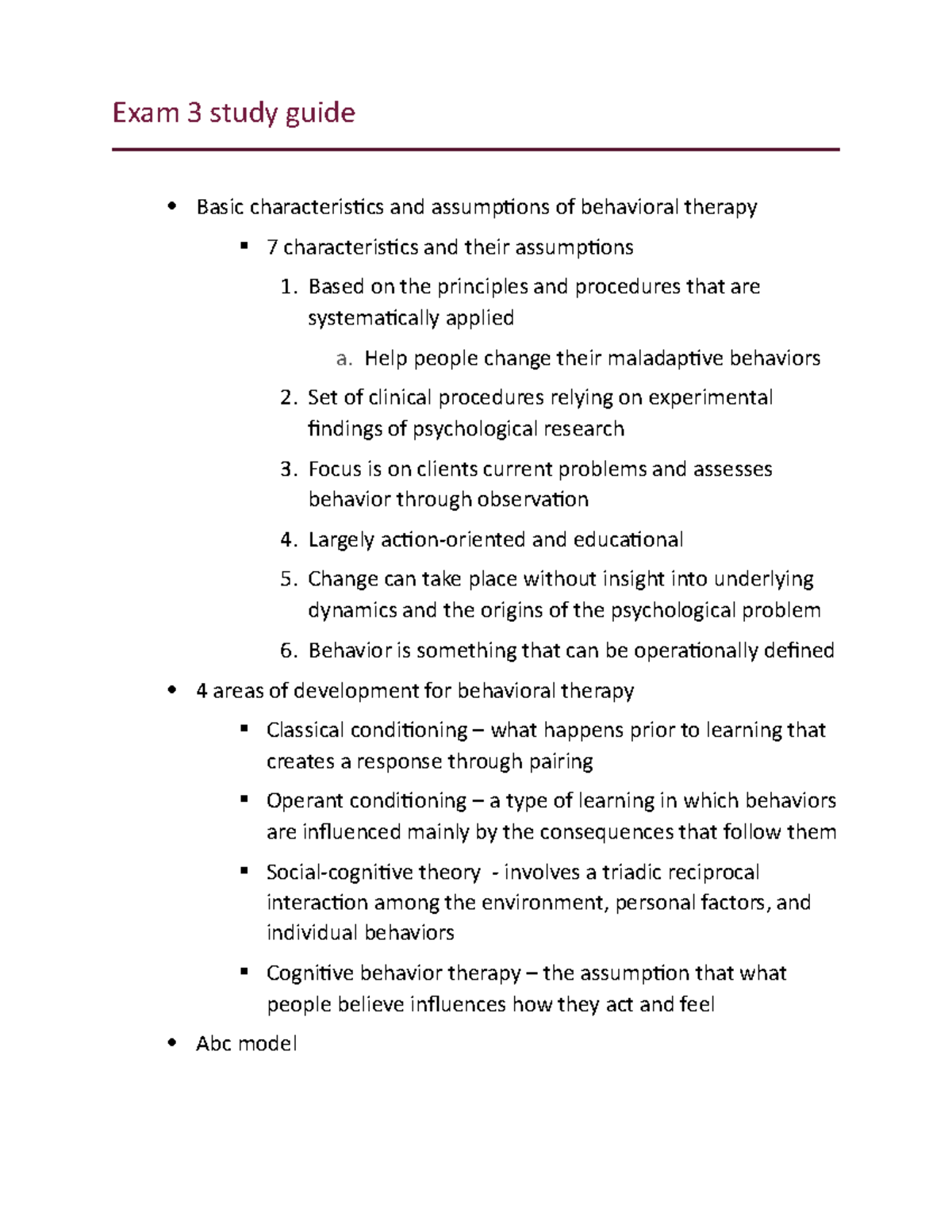 Exam 3 study guide - Exam 3 study guide Basic characteristics and ...