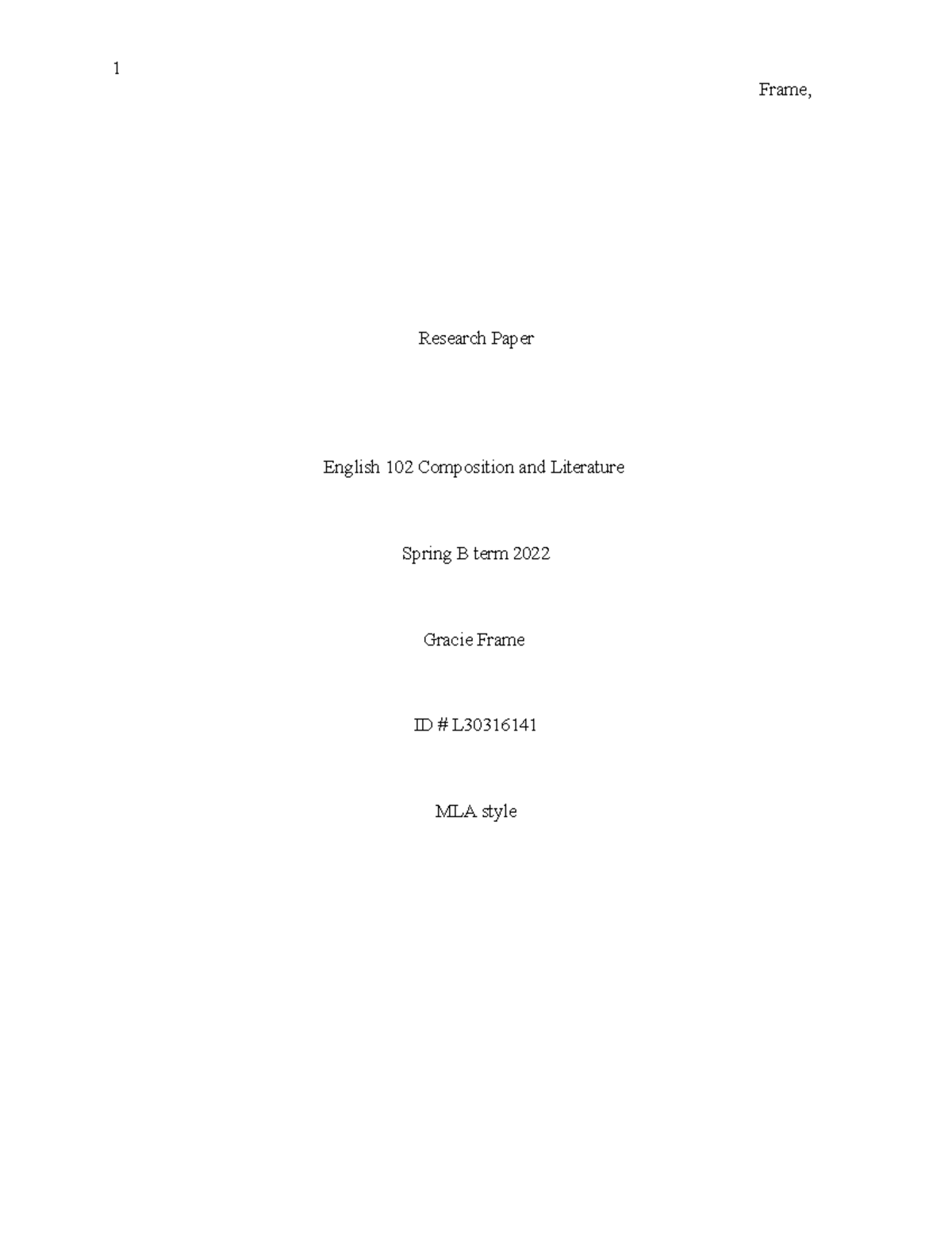 Everyman Research Paper - Frame, Research Paper English 102 Composition ...