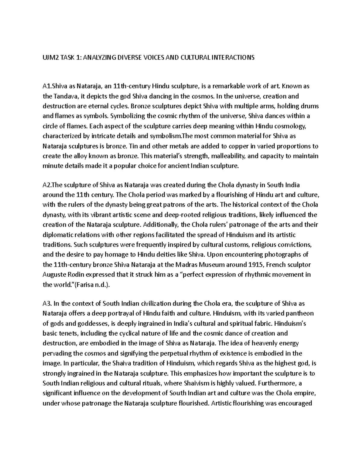 UJM2 TASK 1 Analyzing Diverse Voices AND Cultural Interactions - UJM2 TASK 1: ANALYZING DIVERSE ...