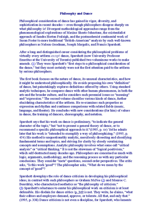 Philosophy of Dance - The Philosophy of Dance First published Mon Jan ...