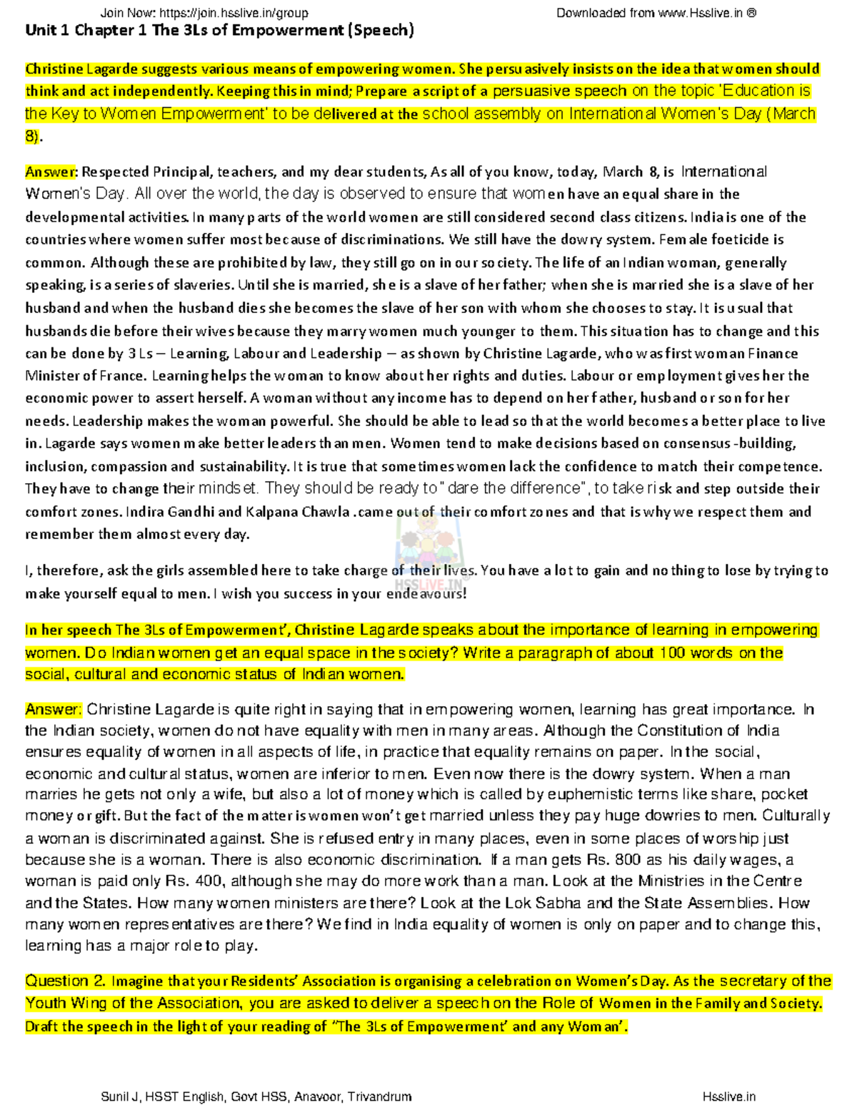 Hsslive xii english capsule notes by sunil - Unit 1 Chapter 1 The 3Ls ...