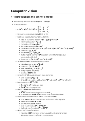 Computer Vision - Lecture notes all - COMPUTER VISION Computer Vision ...