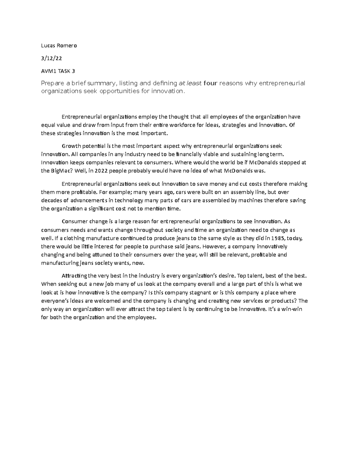 AVM1 TASK 3 - This is task 3 for this class. Passed - Lucas Romero 3/12 ...