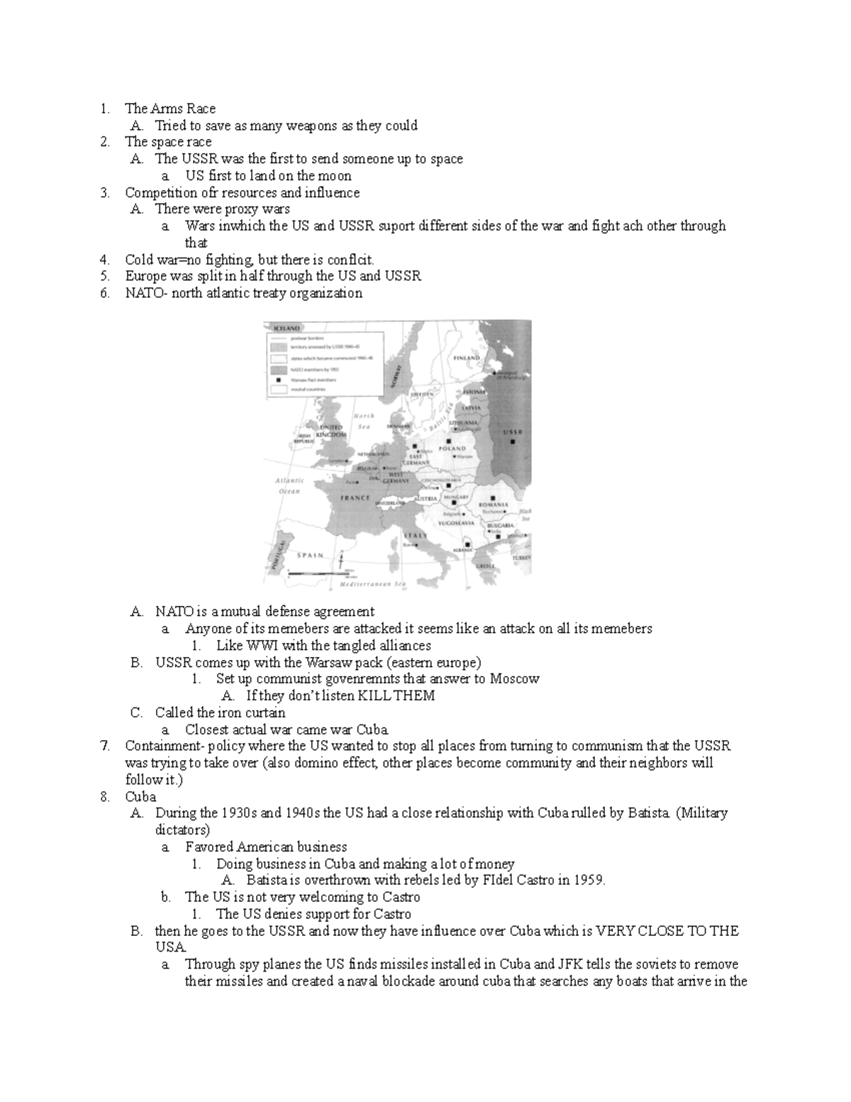 The USSR v the US Cold War - The Arms Race A. Tried to save as many ...