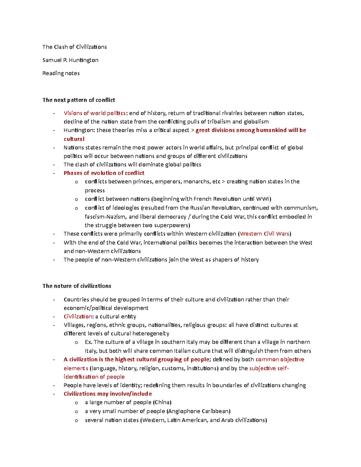 Clash of Civilizations, reading notes - The Clash of Civilizations ...