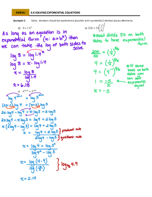 6.03 - Intro to Logs - 6.03 - MHF4U 6. 3 INTRO TO LOGARITHMS Using ...