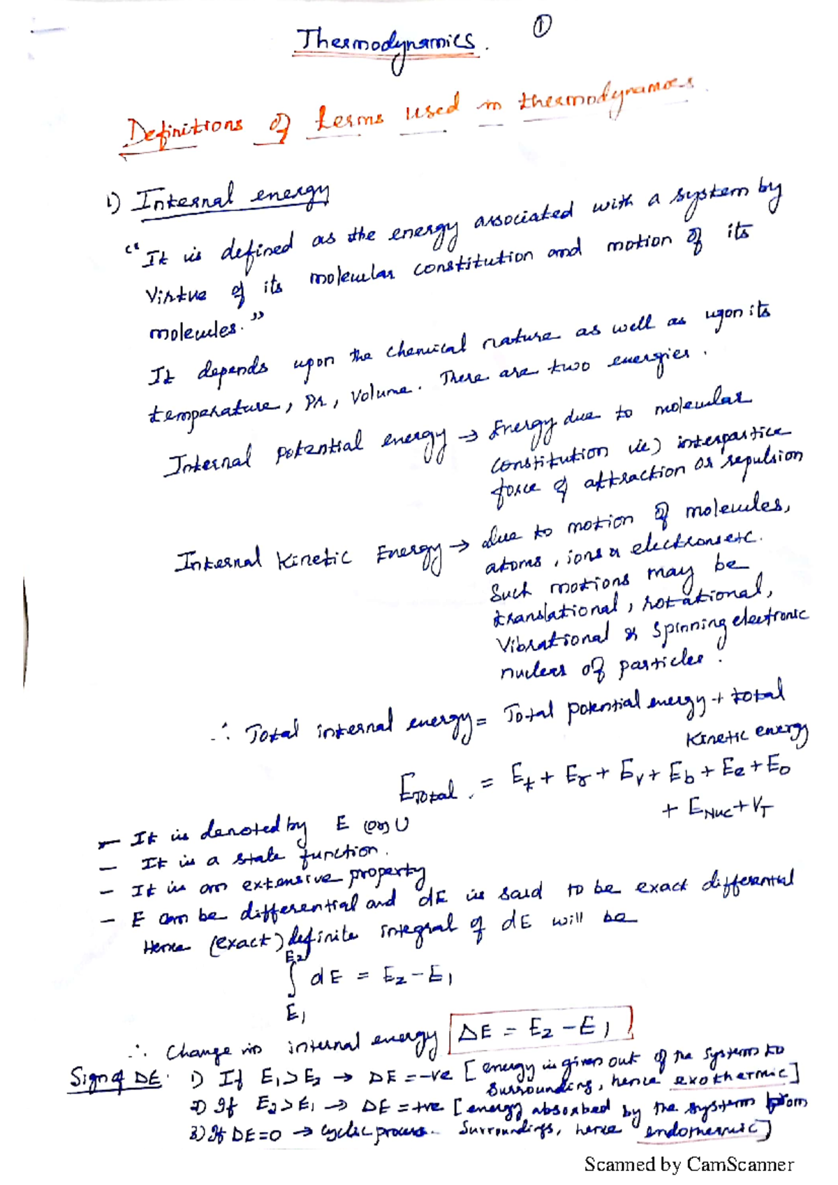 Thermodynamics notes rj - Chemistry - Studocu