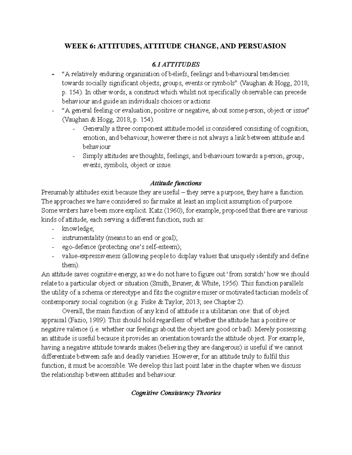 PSY204 WEEK 6 Attitudes, Attitude Change, AND Persuasion Notes - PSY204 ...