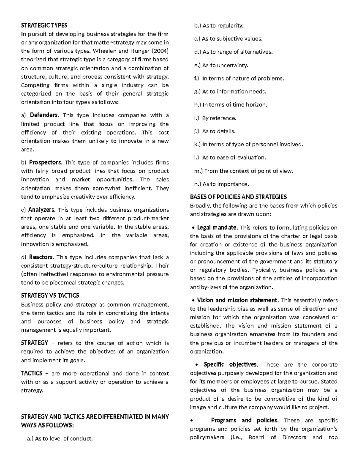 Strategic Types Group 3 - STRATEGIC TYPES In pursuit of developing ...