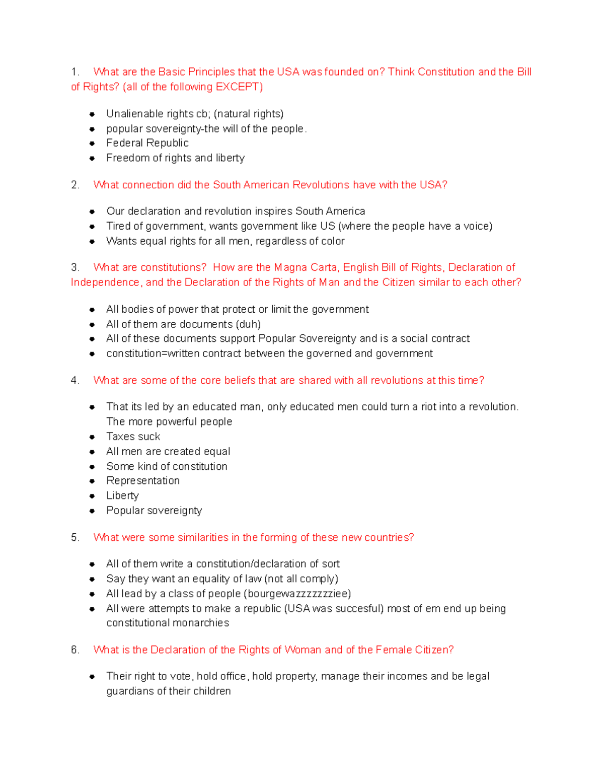 Whap chp - unit notes - What are the Basic Principles that the USA was ...