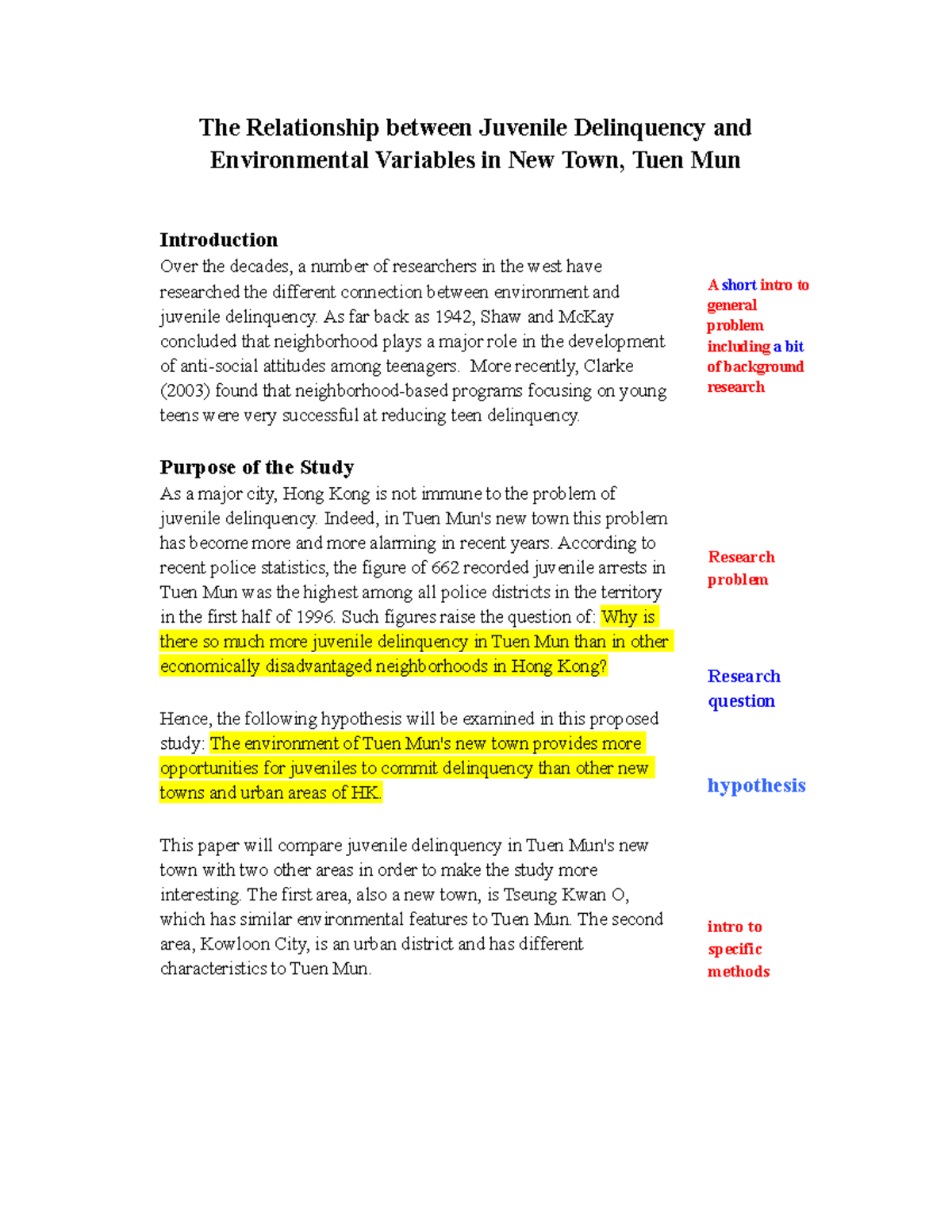 Sample Intro - info - The Relationship between Juvenile Delinquency and Environmental Variables ...
