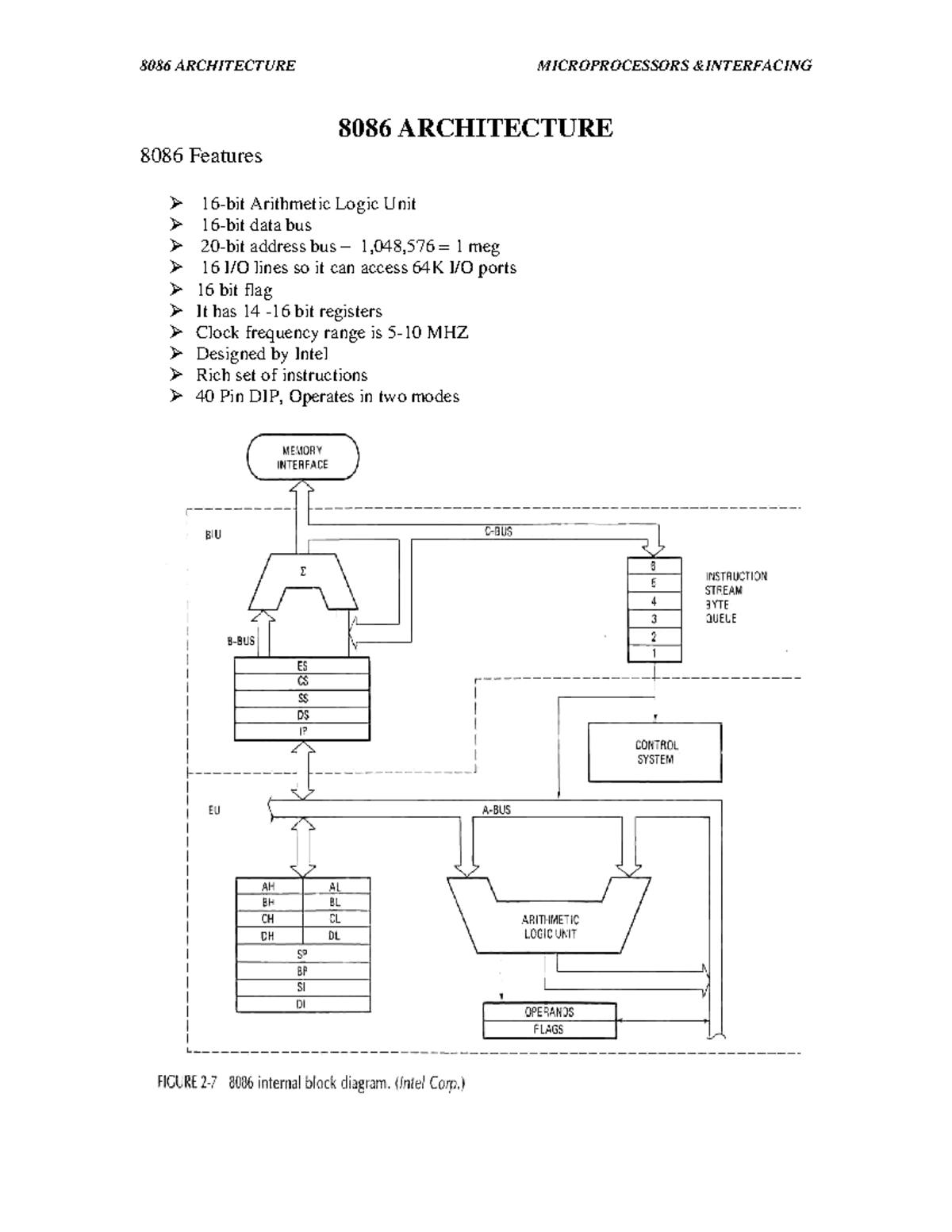 MPMC-Unit-1 - Thanku - 8086 ARCHITECTURE MICROPROCESSORS &INTERFACING 8086 ARCHITECTURE 8086 ...