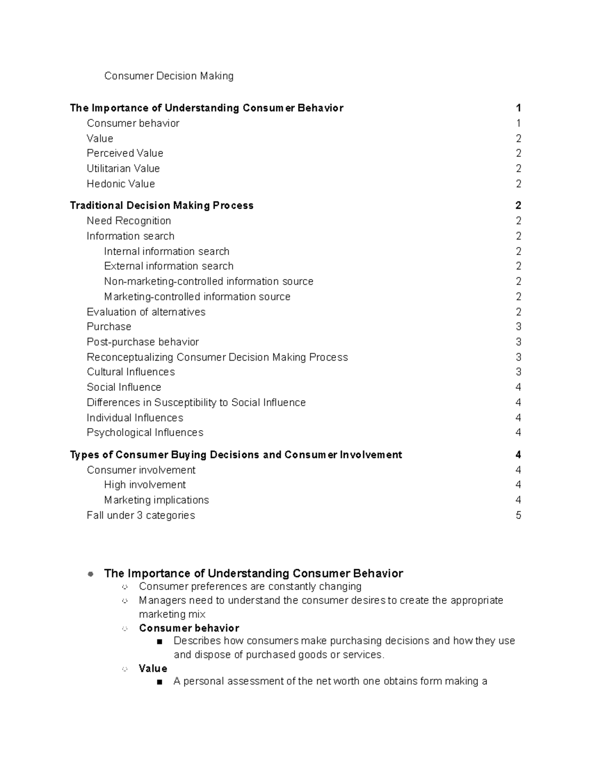 Marketing Chapter 6 Notes [Consumer Decision Making] - Consumer ...