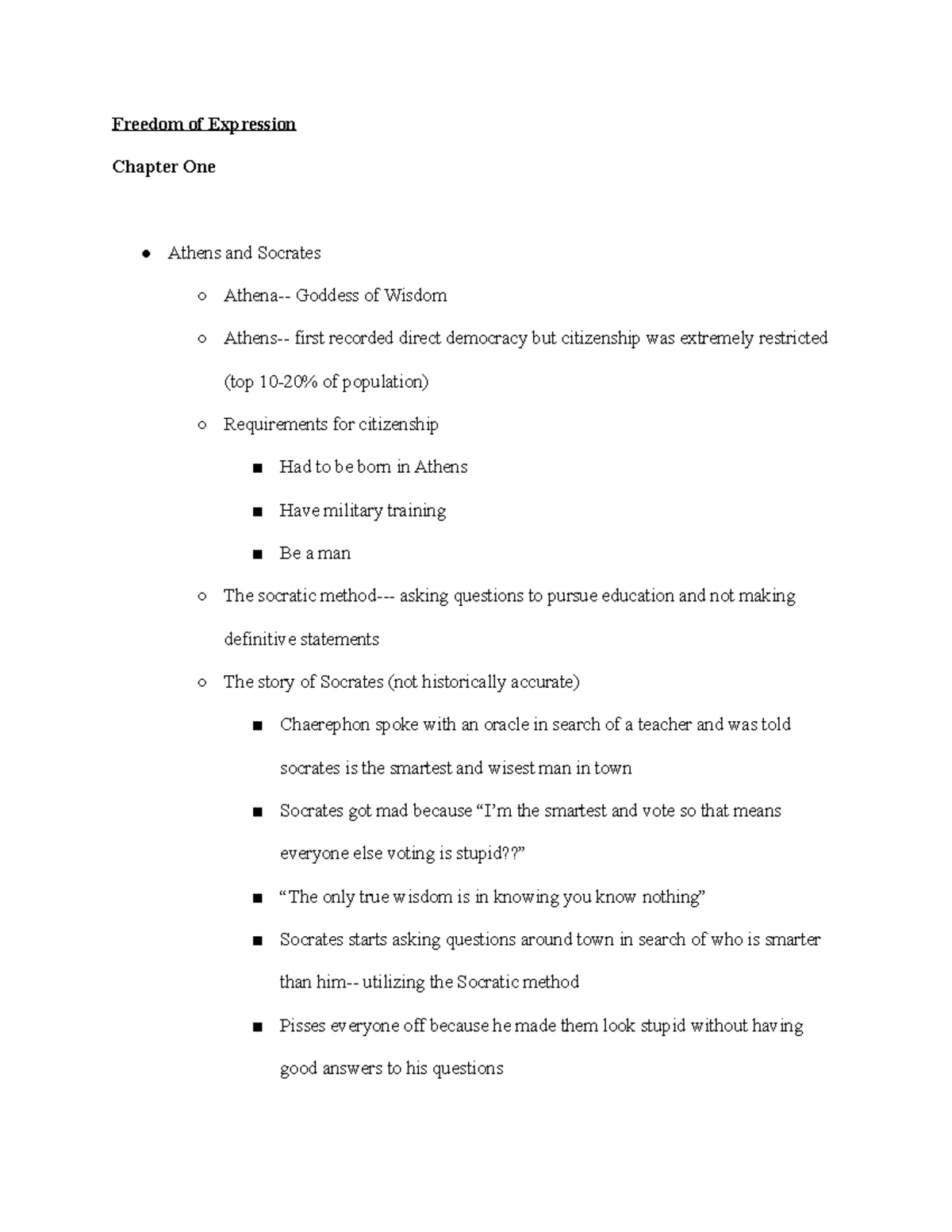 History of Expression Athens-Rome - Freedom of Expression Chapter One ...