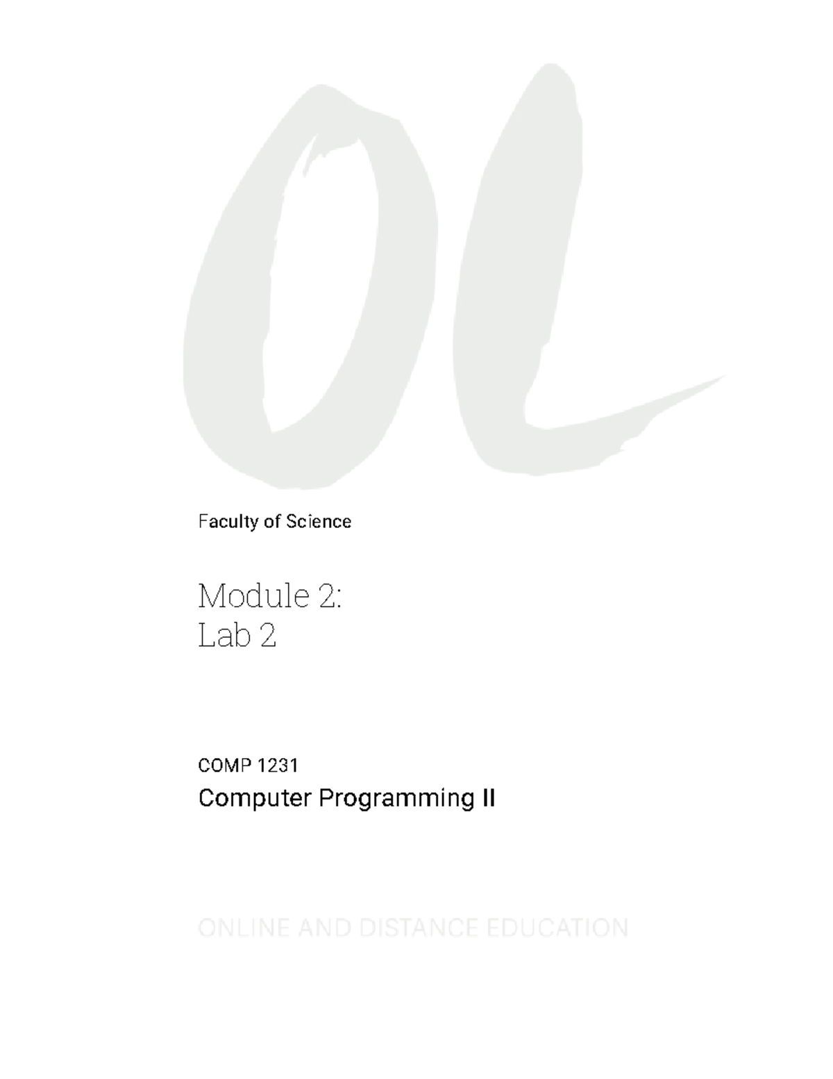 COMP 1231 M2 Lab2 - Faculty of Science Module 2: Lab 2 COMP 1231 ...