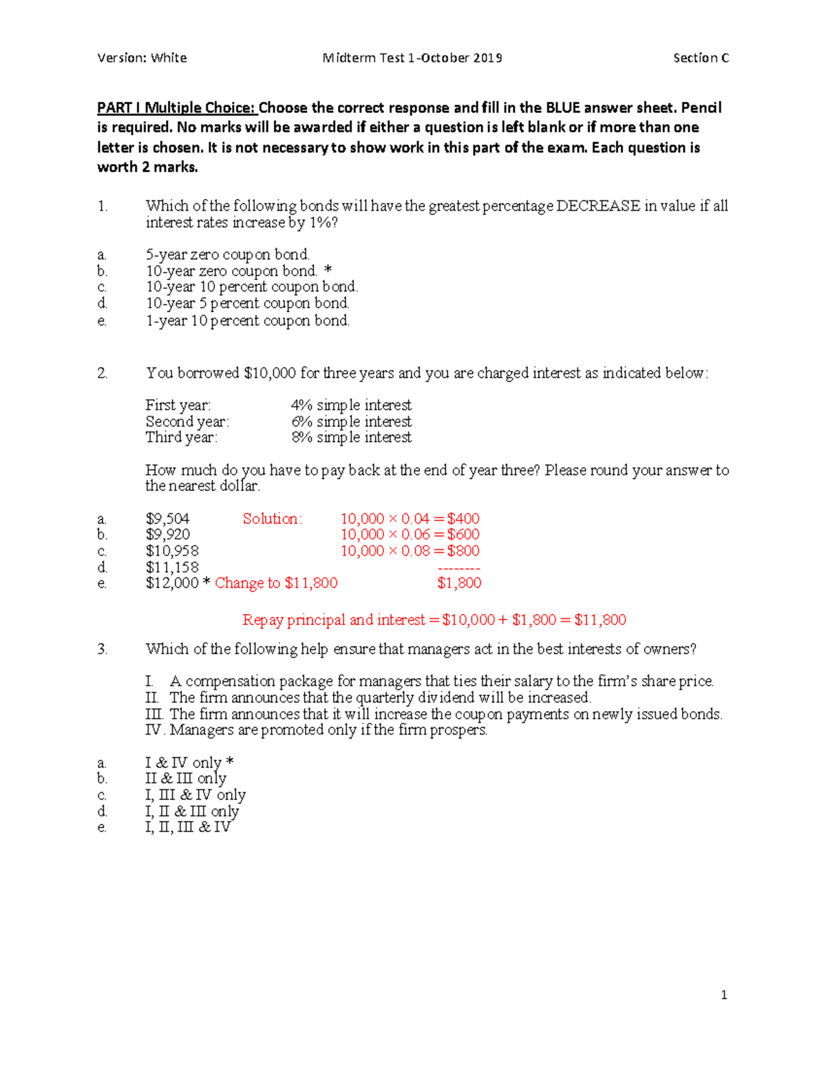 Midterm 5 1 January 2019 Questions And Answers Warning Tt Undefined Function 32 Part I