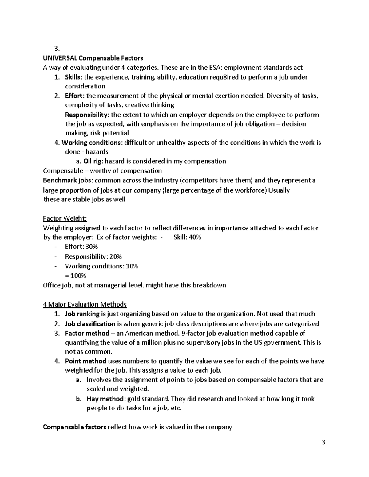 Compensation Administration Lecture Notes-6 - 3. UNIVERSAL Compensable ...