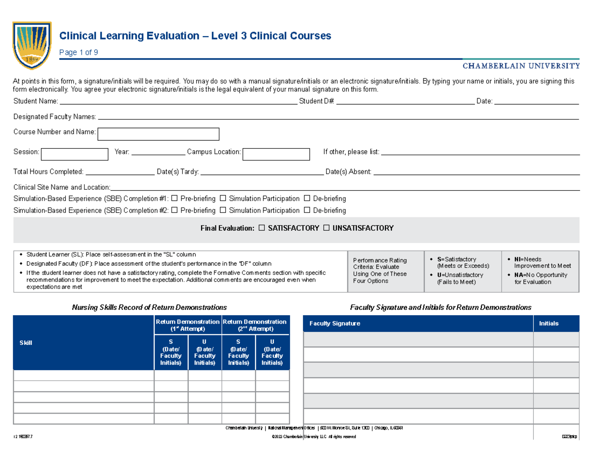BSN CLE Level 3 Word - Clinical coursework - Clinical Learning ...
