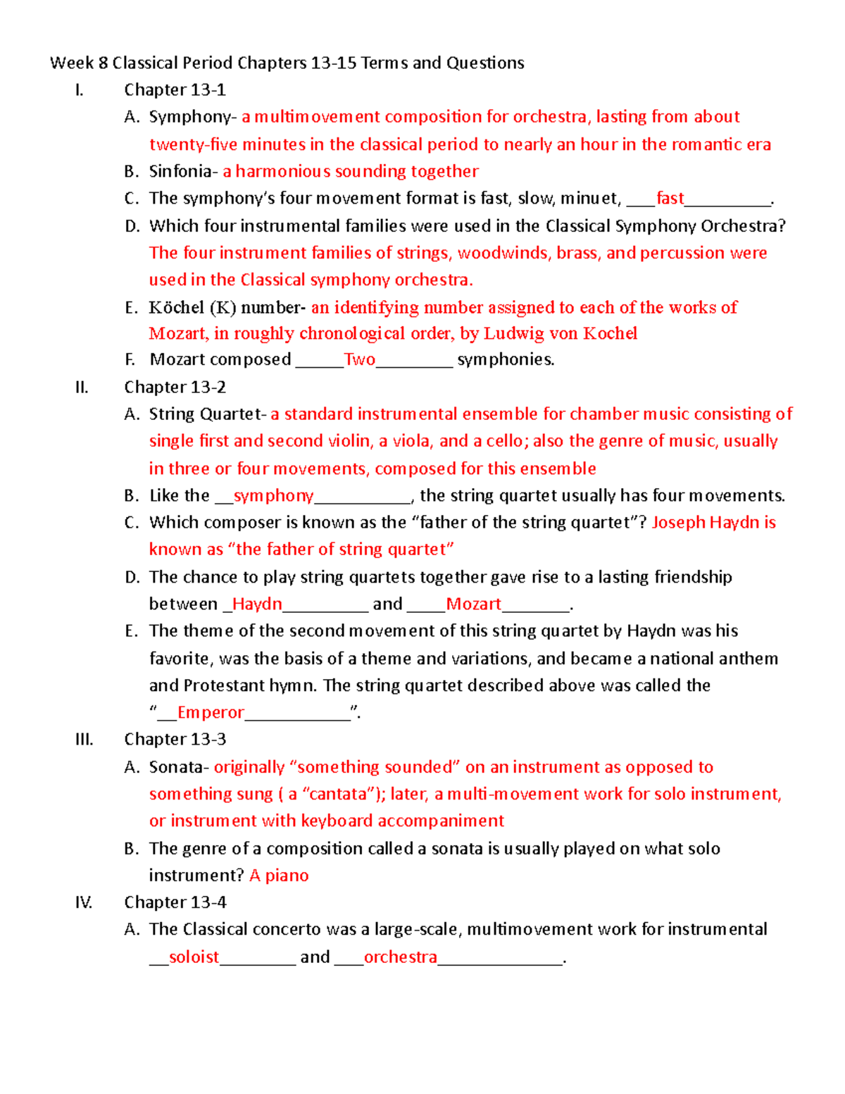 Week 8 Classical Period Terms and Questions Chapters 13-15 - Week 8 ...