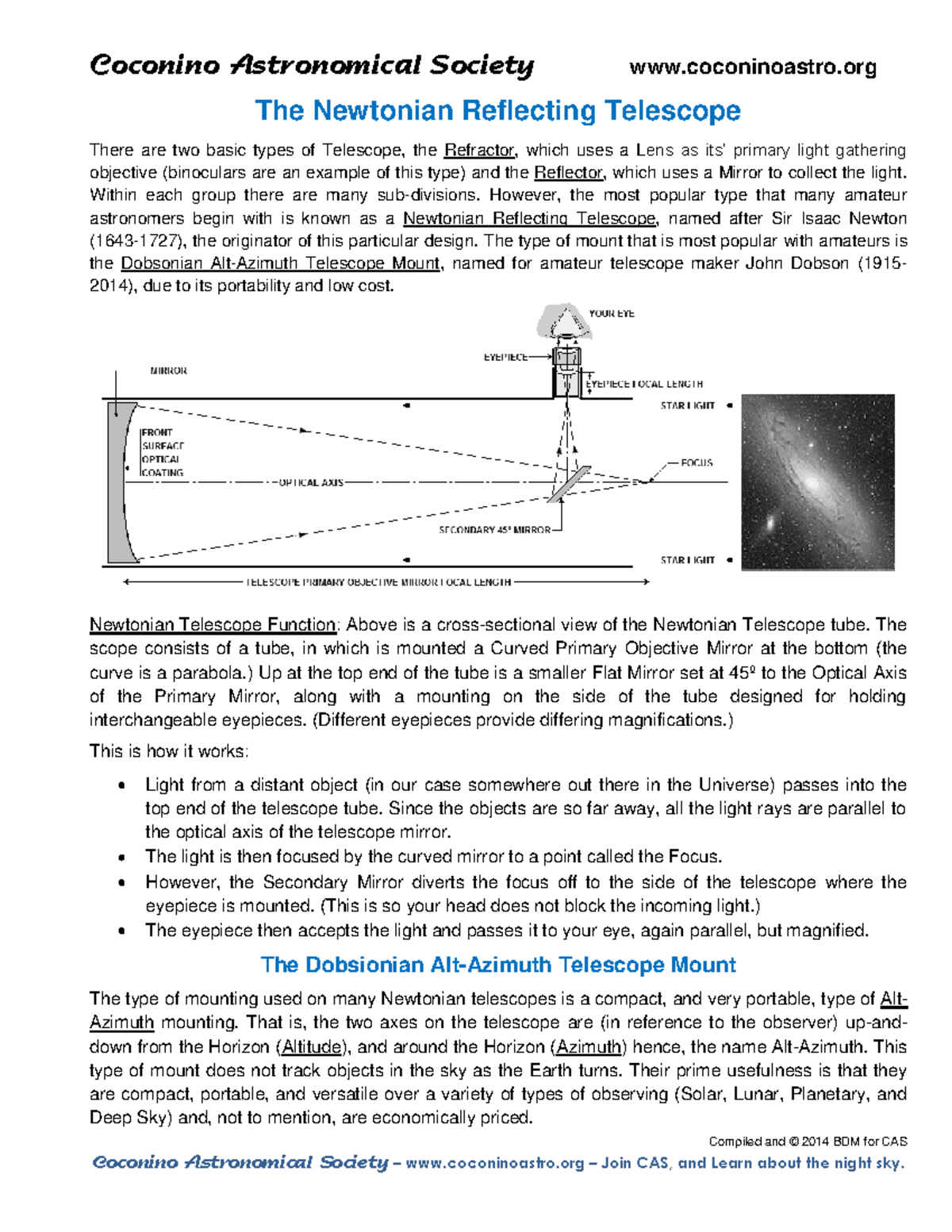 Newtonian Telescope notes - Coconino Astronomical Society ...
