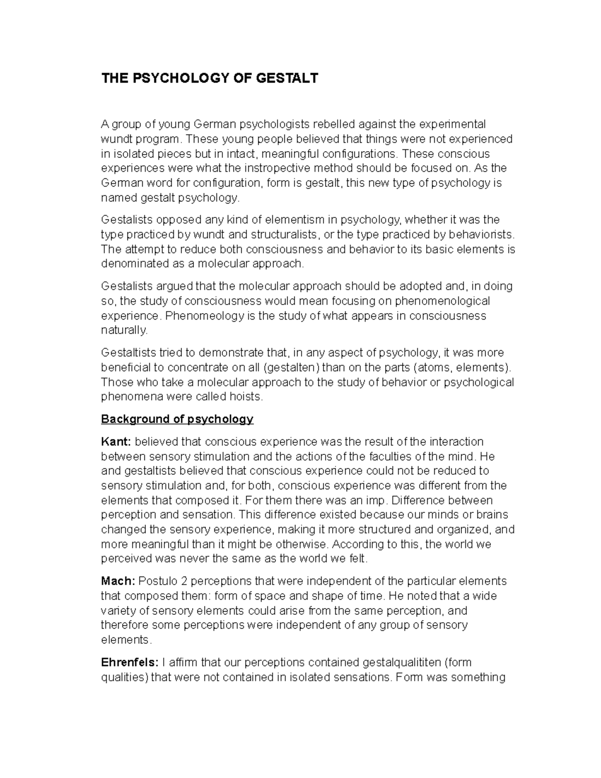 THE Psychology OF Gestalt - THE PSYCHOLOGY OF GESTALT A group of young ...