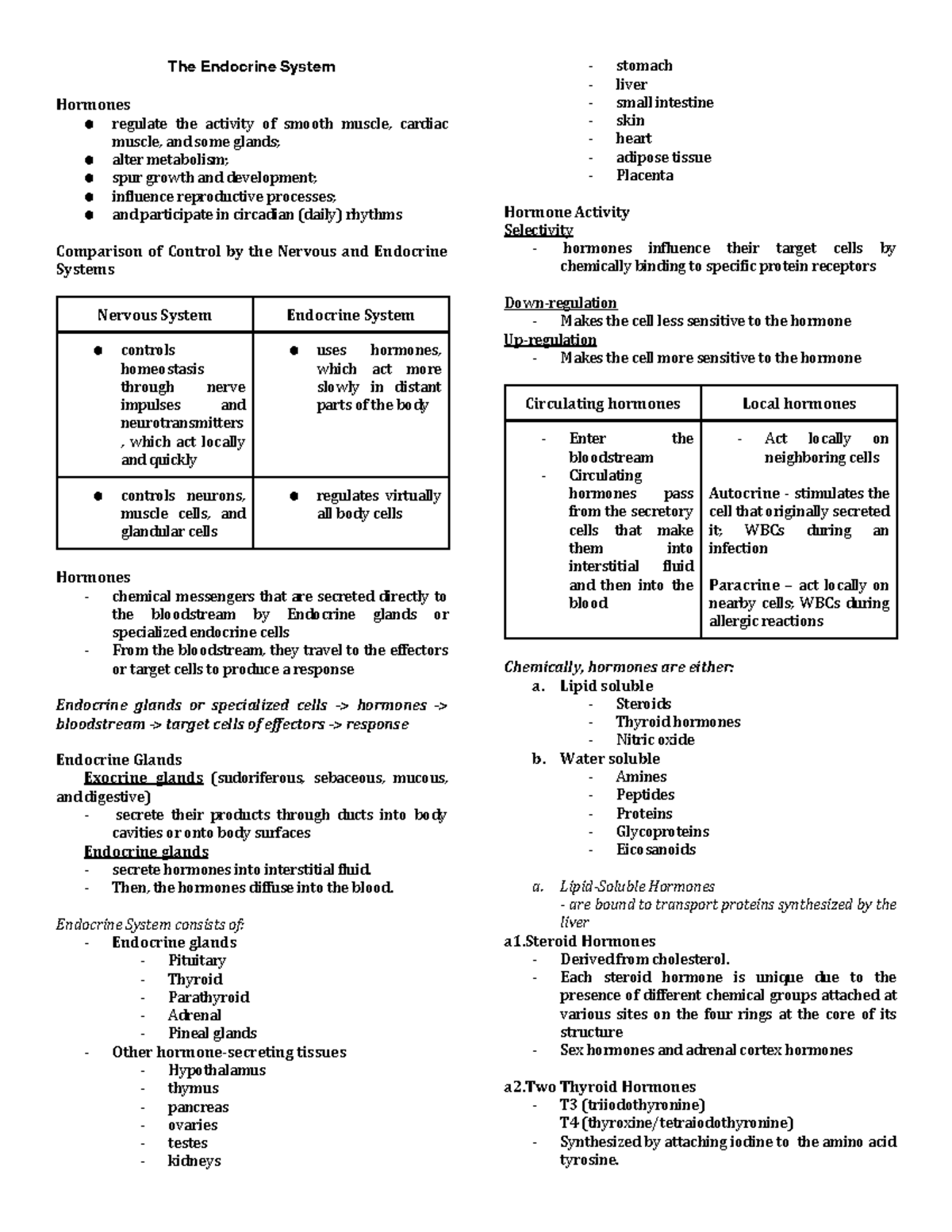 Endocrine System (Lecture) - The Endocrine System Hormones regulate the ...