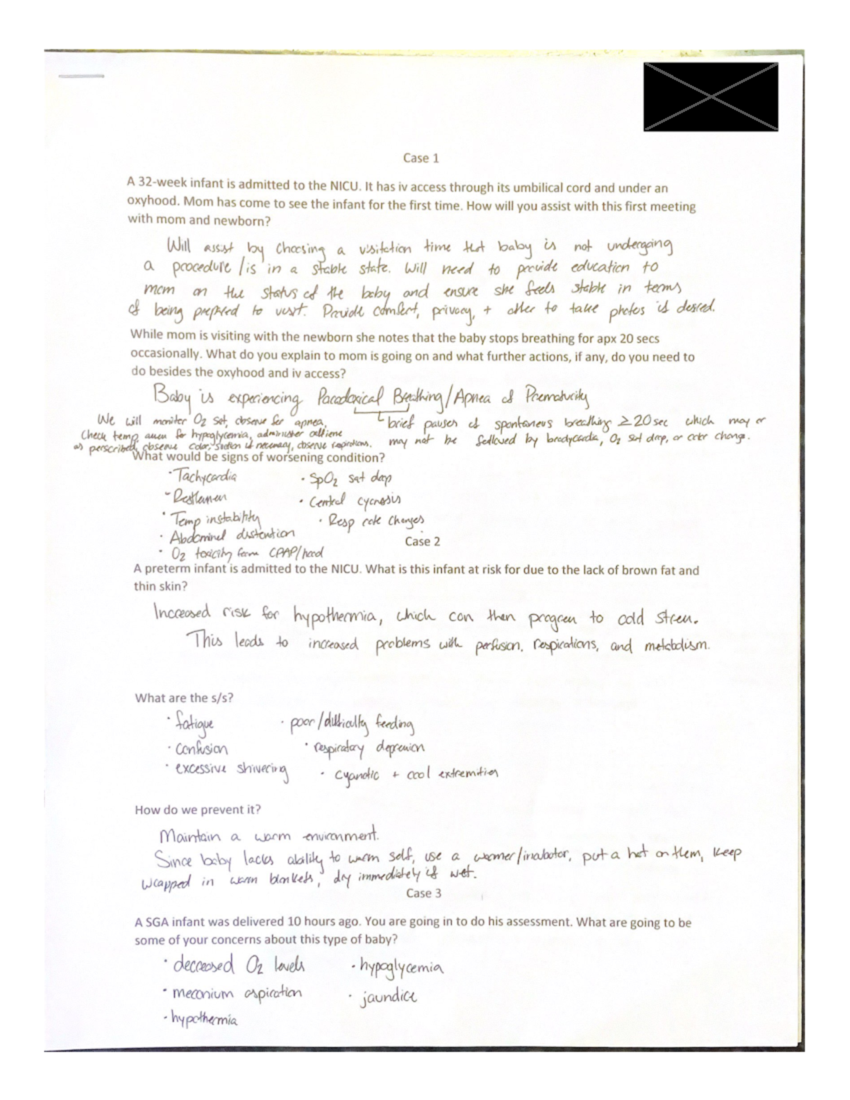 High Risk Newborn Case Studies - Case 1 A infant is admitted to the ...