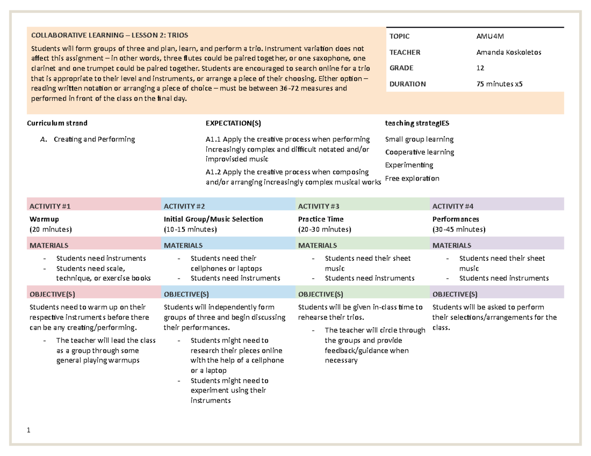 Lesson 2 - Trios - COLLABORATIVE LEARNING – LESSON 2: TRIOS Students ...