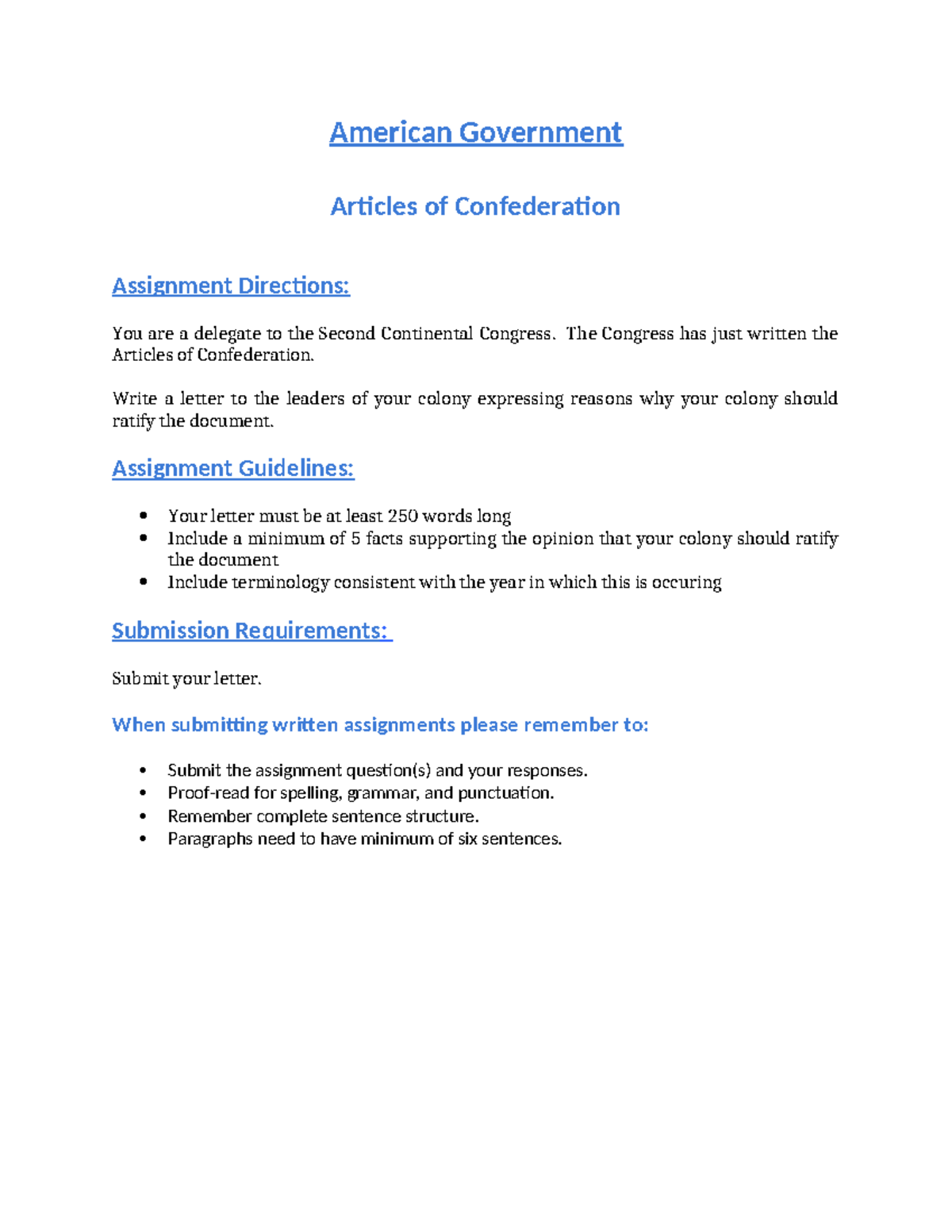 Articles of confederation - American Government Articles of ...