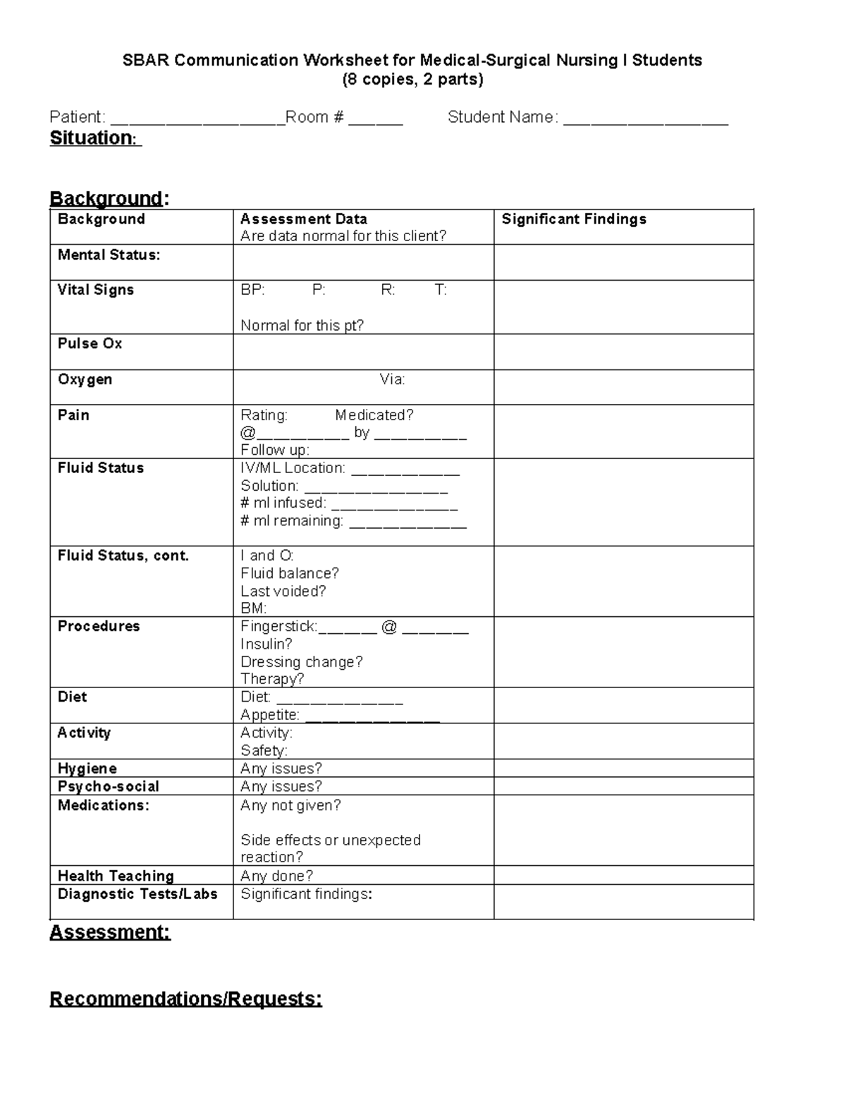 SBAR - Hope this helps - SBAR Communication Worksheet for Medical ...