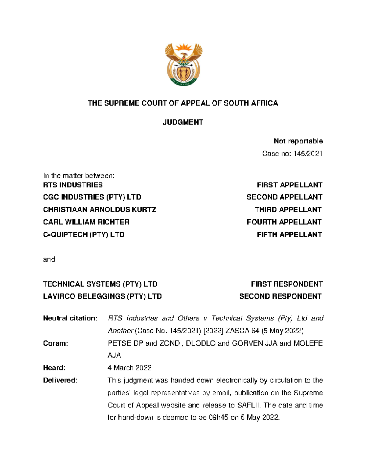 Appealability OF Interim Interdictory Reflief - THE SUPREME COURT OF ...