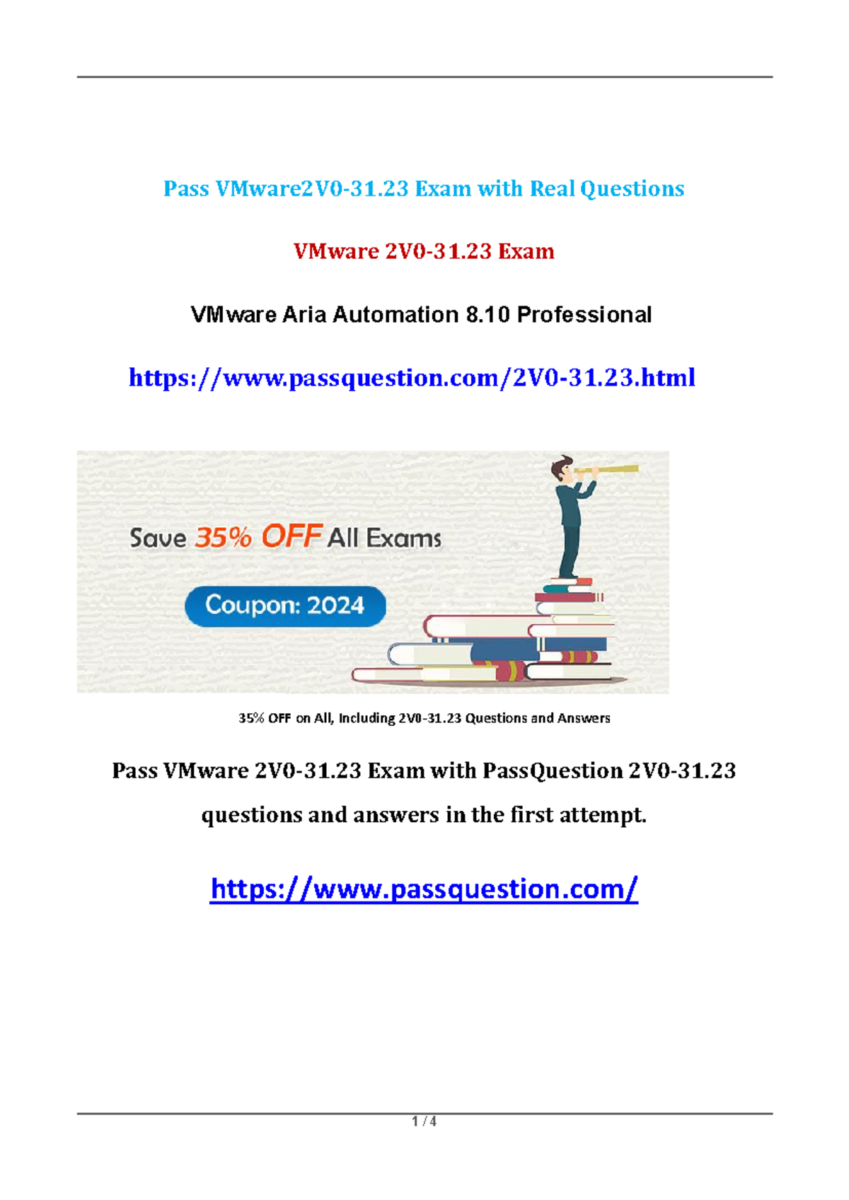 VCP-CMA 2024 2V0-31.23 Practice Test Questions - Pass VMware2V0-31 Exam ...
