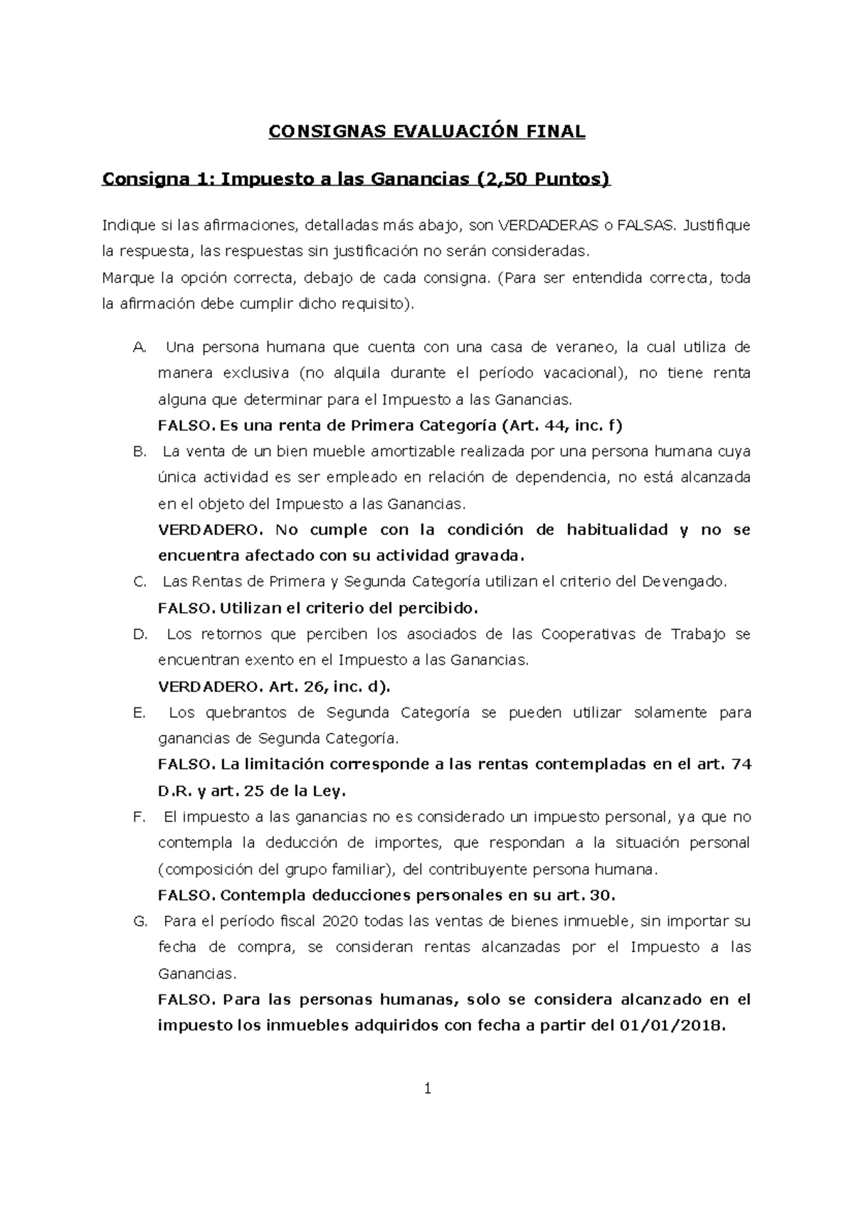Modelo de Examen Final - ATRI 2024 - CONSIGNAS EVALUACIÓN FINAL Consigna 1: Impuesto a las ...