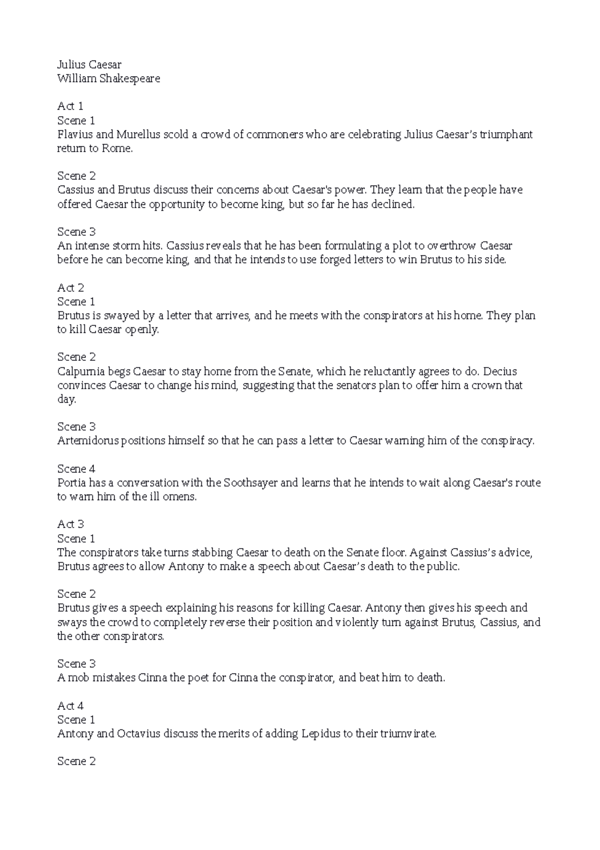 Julius Caesar Summary Notes - Julius Caesar William Shakespeare Act 1 ...