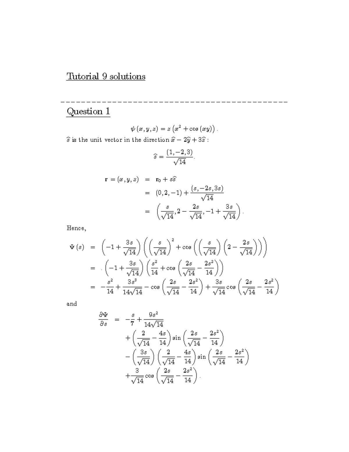 Additional Tutorial 9 2015 solutions - Tutorial 9 solutions - Studocu