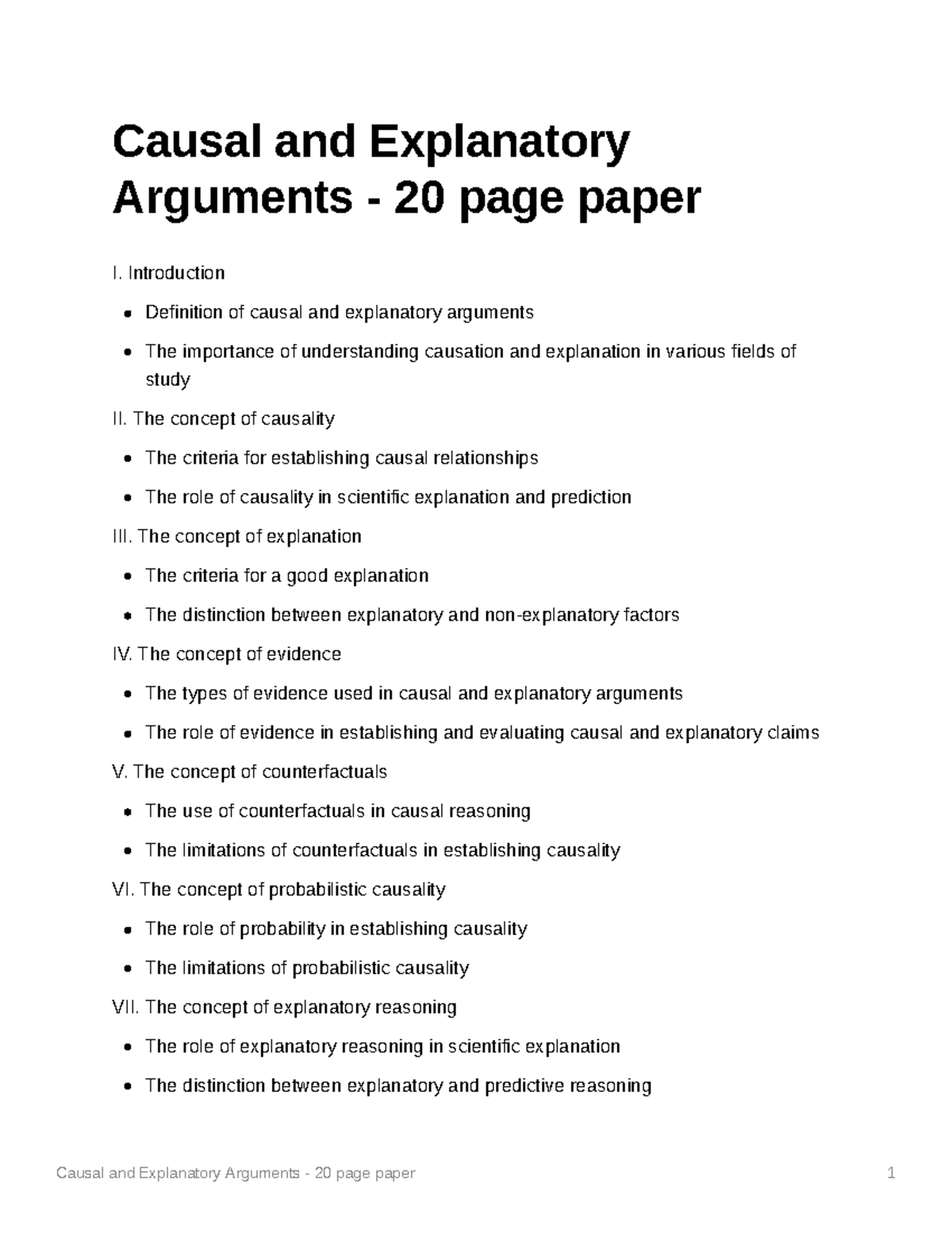 Causal and Explanatory Arguments - 20 page paper - Introduction ...
