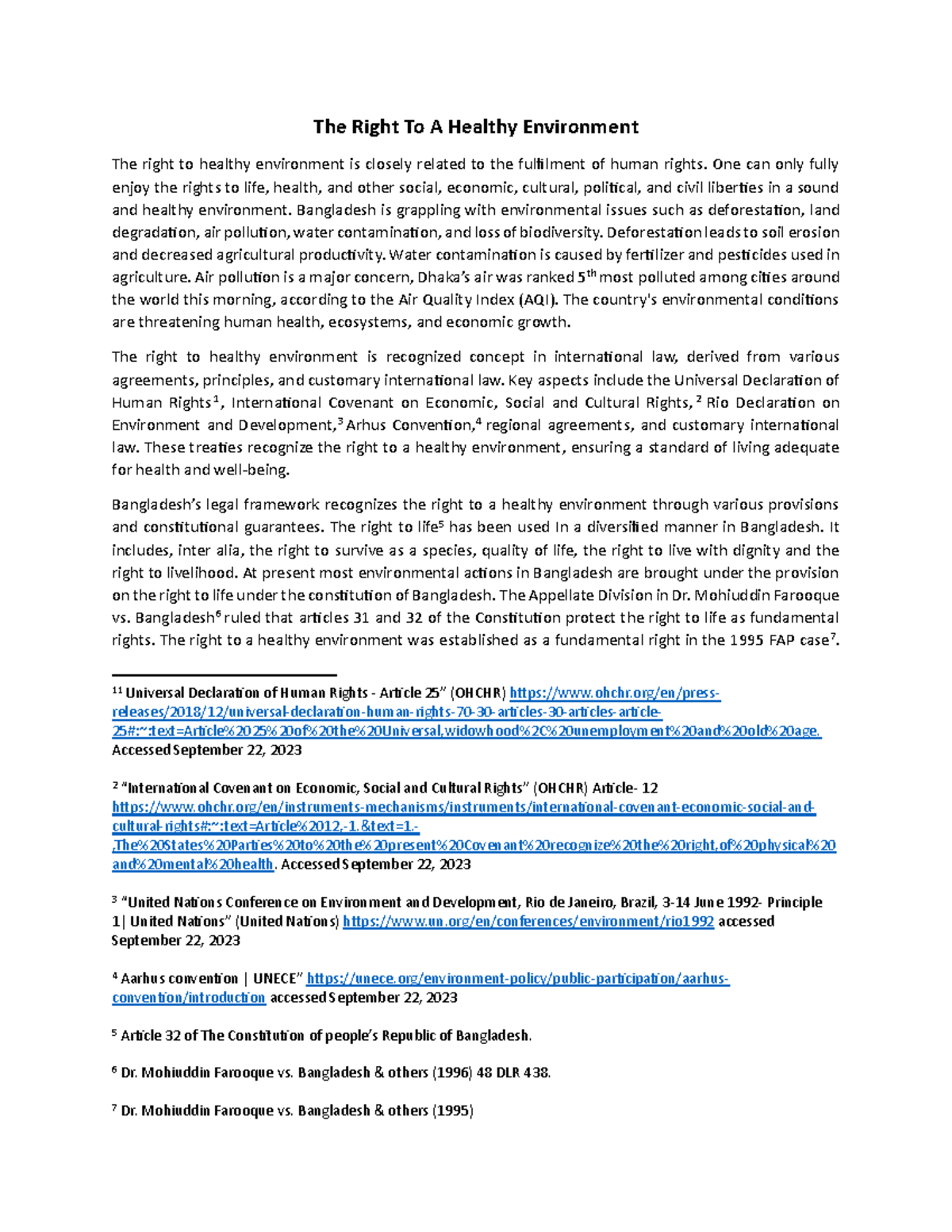 Right to Healthy Environment - The Right To A Healthy Environment The ...