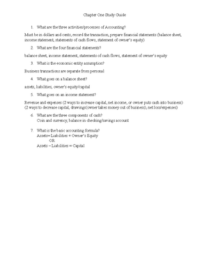 Accounting Chapter 1 - Objectives A) Recognize it’s a transaction ...
