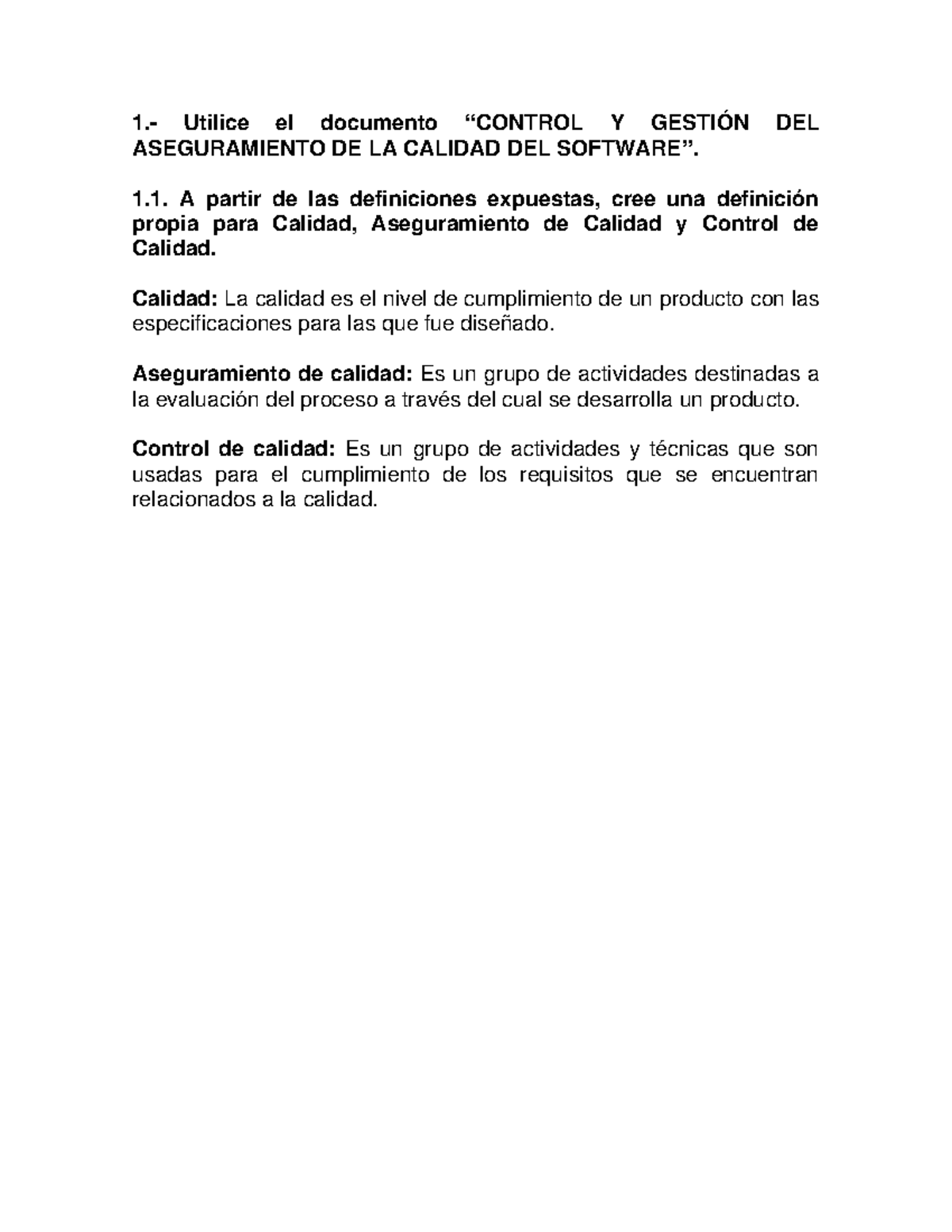 1.- Control Y Gestia N DEL Aseguramiento DE LA Calidad DEL Software - 1 ...
