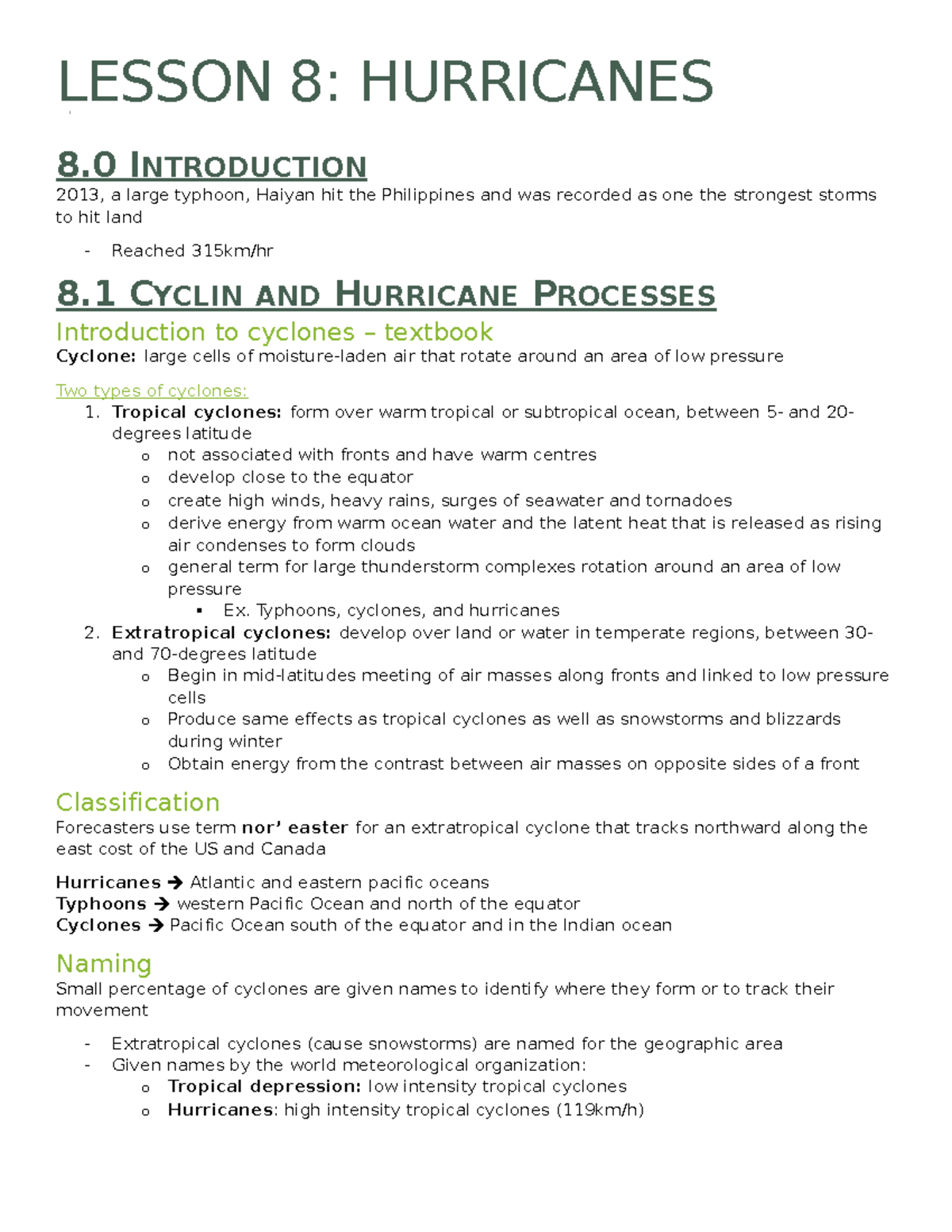 Risks and Disasters - Lesson 8 - LESSON 8: HURRICANES 8 INTRODUCTION ...