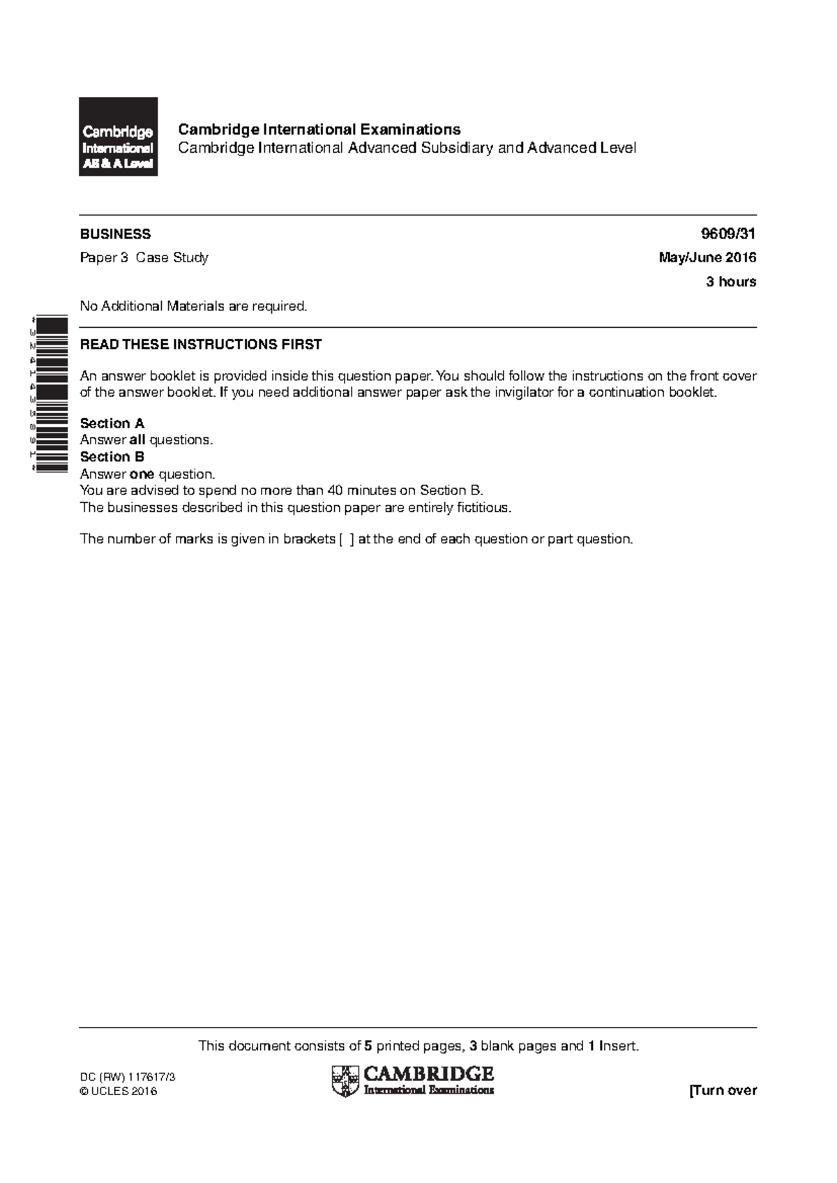 9609 s16 qp 31 - This is an It past paper from 2016 and it was written ...