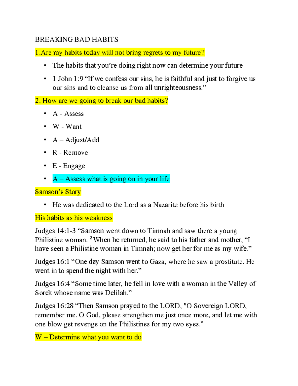 Breaking BAD Habits - lecture - BREAKING BAD HABITS 1 my habits today ...