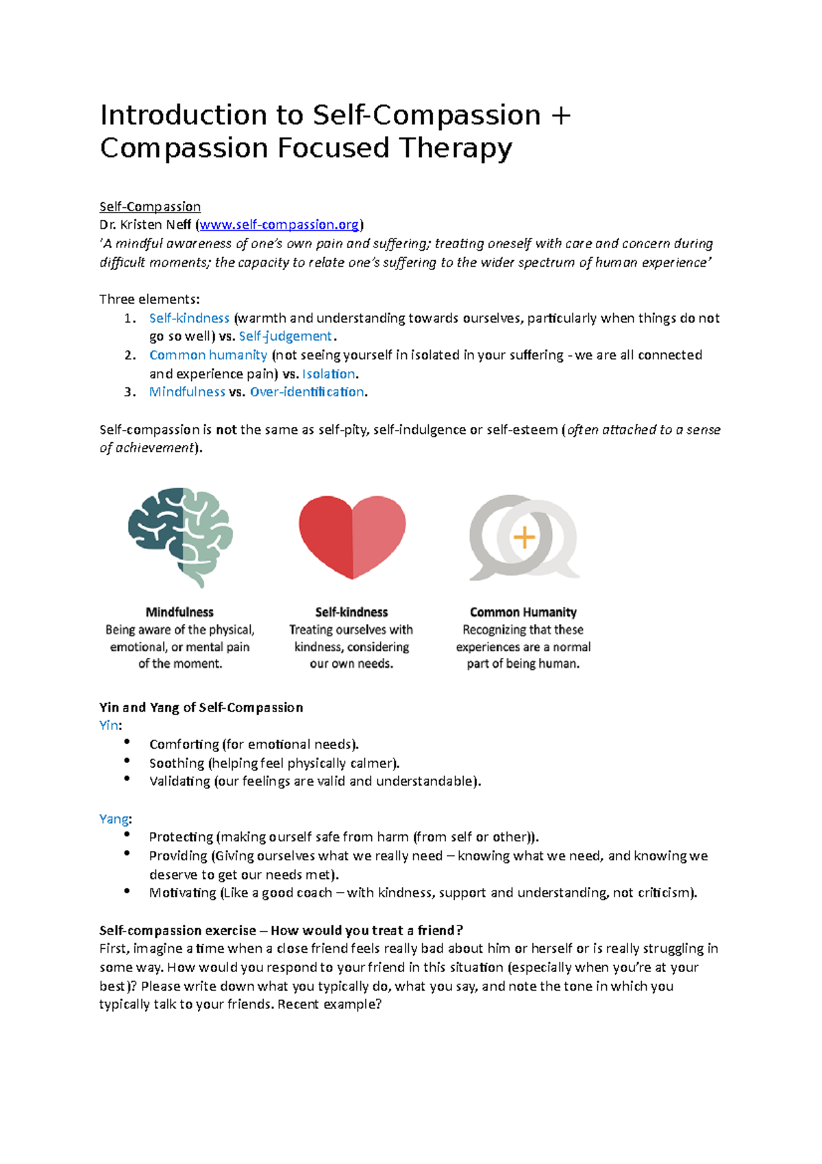 Introduction to Self-Compassion - Kristen Neff (self-compassion) ‘A mindful awareness of one’s ...