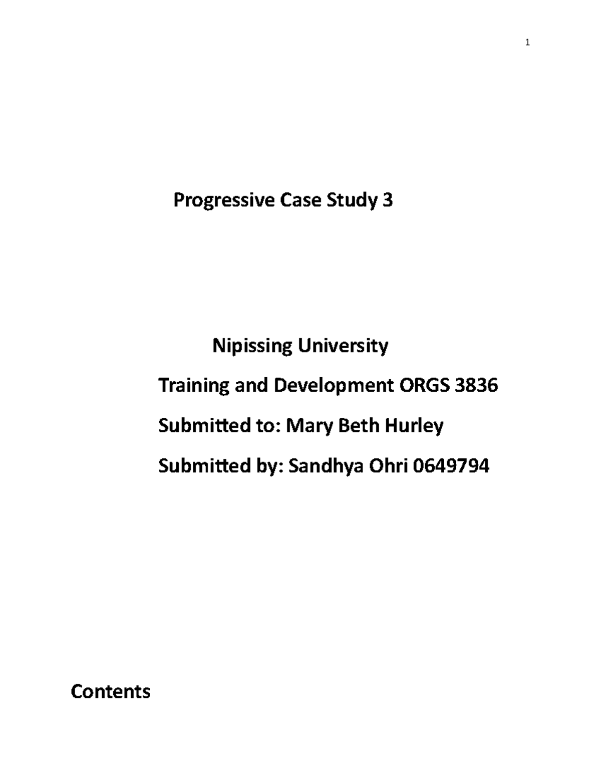 Progressive case study 3 - Progressive Case Study 3 Nipissing ...