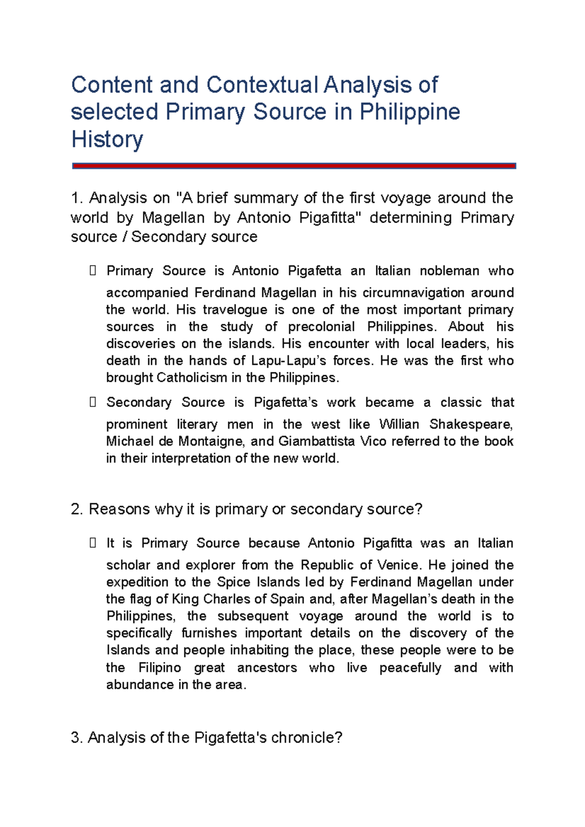 Content and Contextual Analysis - Analysis on "A brief summary of the ...