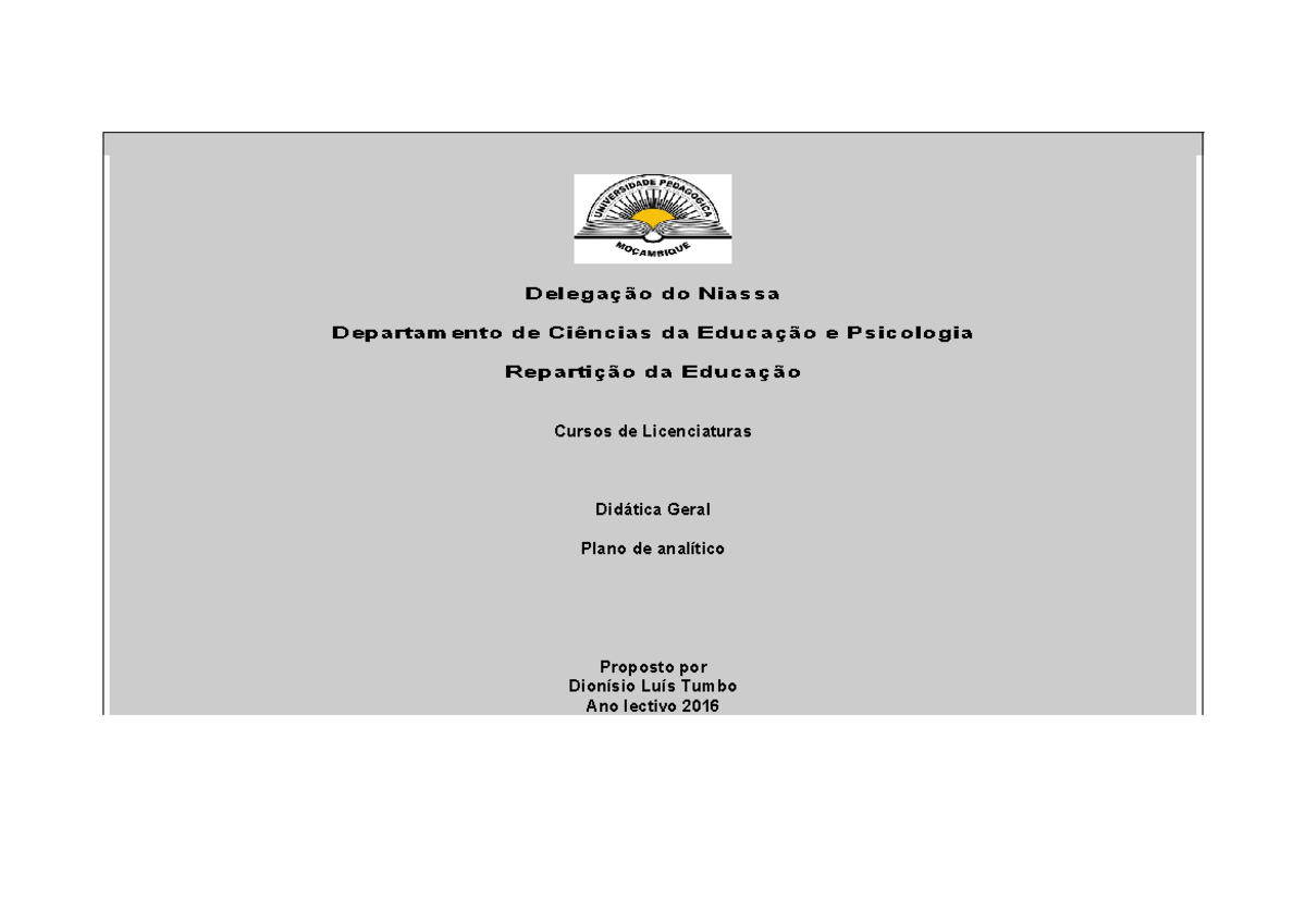 Didactica Geral 1-3 - seres do reino animal - Delegação do Niassa ...