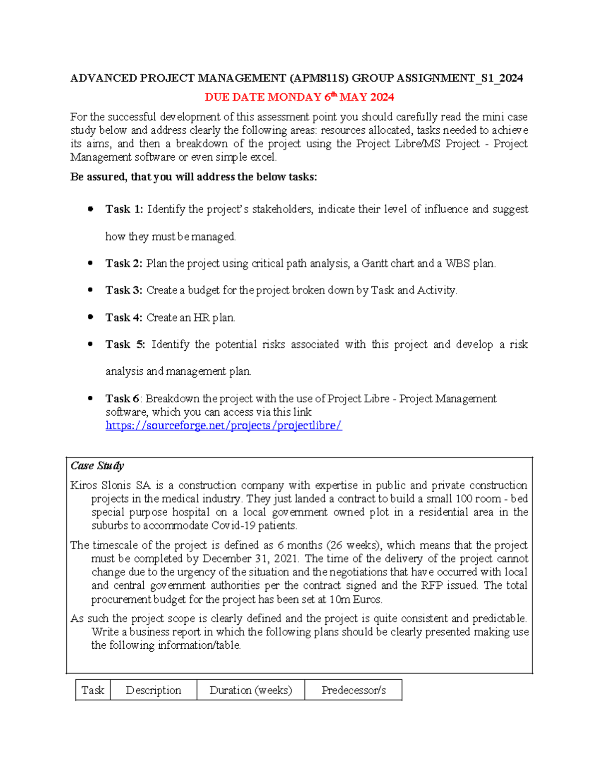 Advanced Project Management Group Assignment - ADVANCED PROJECT MANAGEMENT (APM811S) GROUP - Studocu